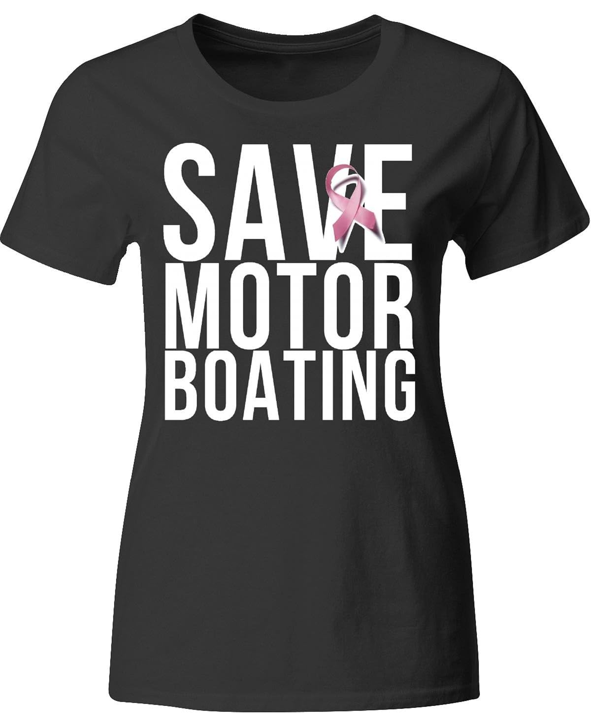 VONC Mens Breast Cancer Awareness Save Motorboating Pink Ribon - Ladies ...