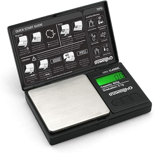 Truweigh Mini Classic Digital Scale (600g x 0.1g - Black/Black ...
