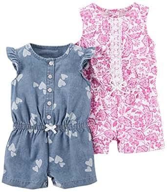 Amazon.com: Carter's Girls' 2-Pack One Piece Romper: Clothing