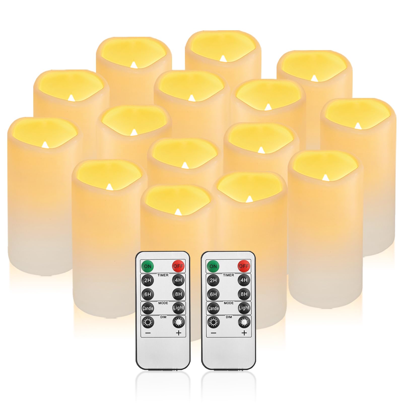 Waterpoof Flameless Remote Control Candles 15PACK D3''*H5.5''Battery ...