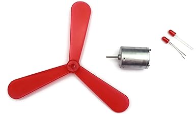 Dynamo Motor With Fan Blade For Wind Mill Project And 2 Leds: Amazon.in ...