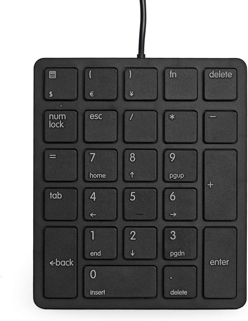 Qisan Numeric Keypad Wired Numpad 26 keys Portable Keypad USB External Mini Slim Keyboard ...
