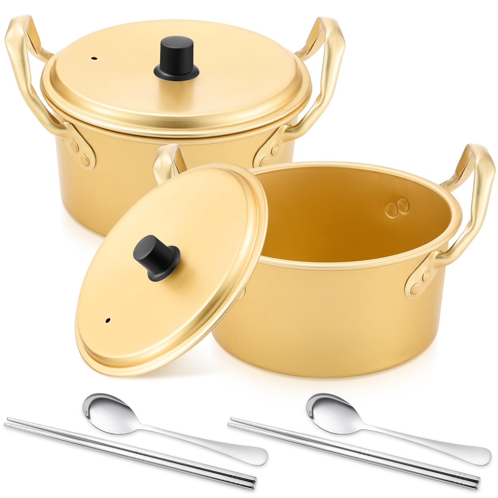 Tioncy 2 Set Korean Ramen Pot Kits Include 2 Ramen Cooking Pot with Lid ...