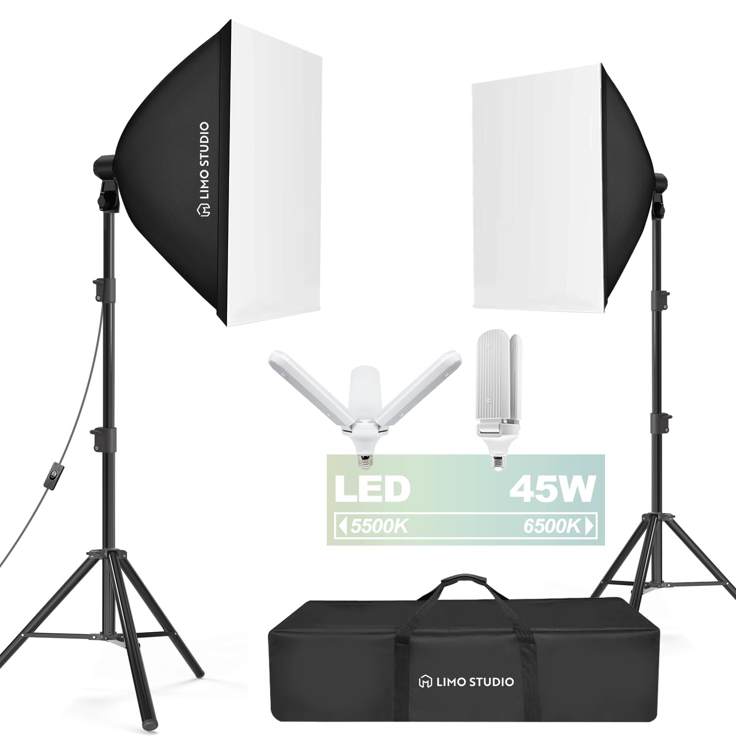 LimoStudio (LED Super Bright) 1800W Output 20 x 28 inch Softbox ...