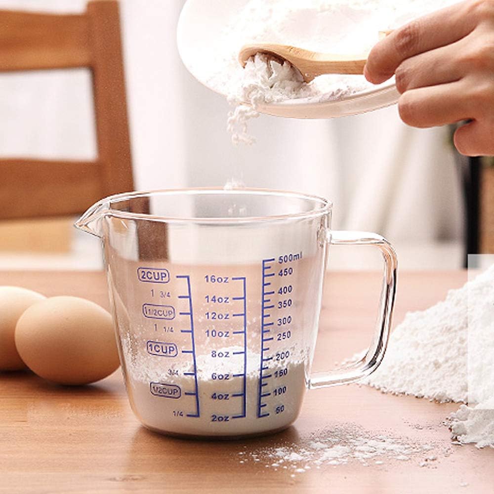 TAMUME 500ml Glass Measuring Jug Microwave Measuring Cup with Lid ...