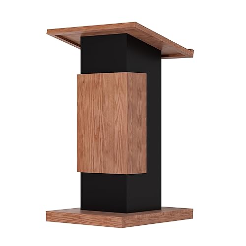 Mobile Podium Stand with Inclined Tabletop, Business Wooden Lecture ...