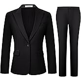 Amazon.com: Kelyaa Women's 2 Piece Suit Notched Lapel One Button Slim Fit Business Office Work ...
