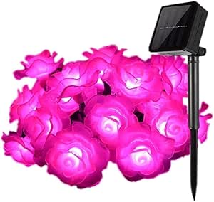 LDTSWES® Rose Flower Lights Solar Rose String 16ft / 5m 20 LED Solar ...
