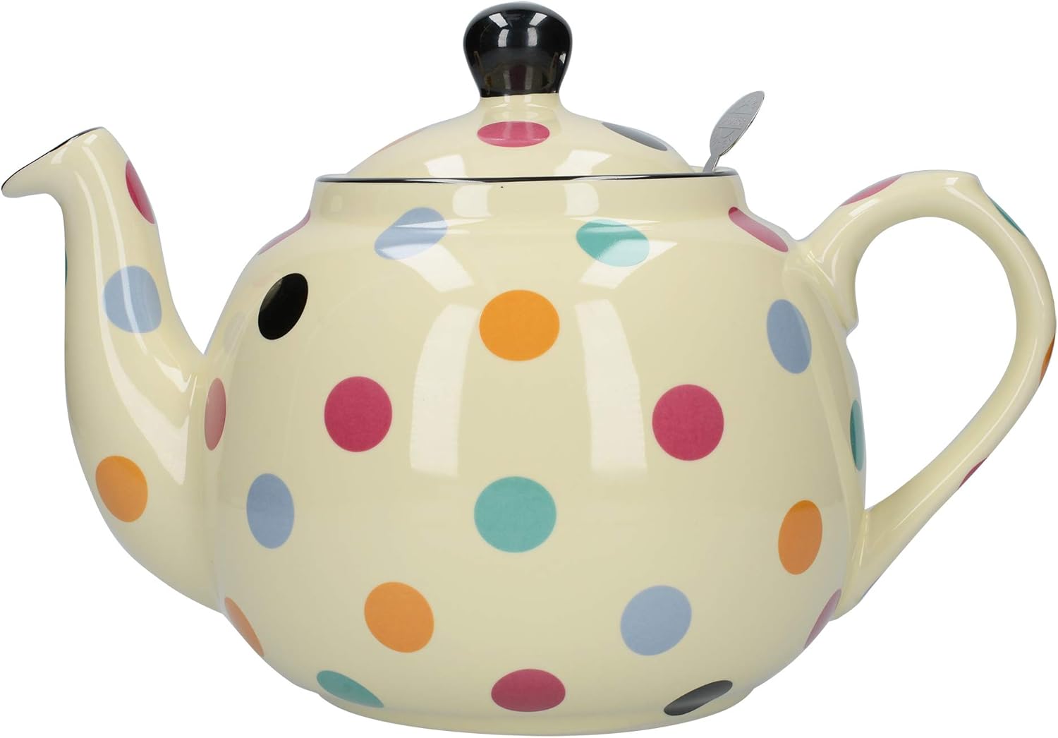 London Pottery Farmhouse Polka Dot Teapot with Infuser, Ceramic, Ivory ...