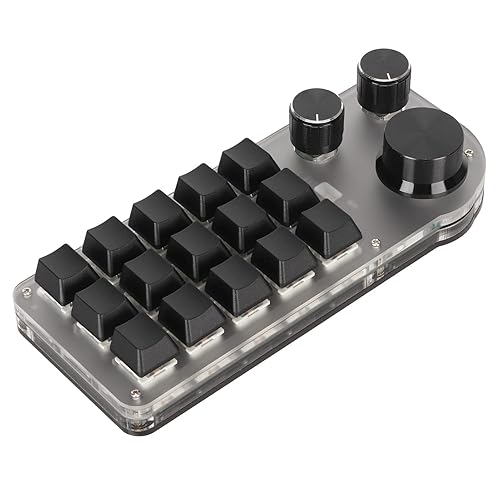 One Handed Programmable Mechanical Keyboard, 3 Knobs 15 Keys ...