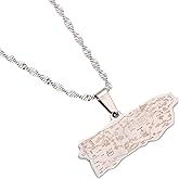 Amazon.com: Stainless Steel Puerto Rico Map Pendant Necklaces Puerto ...
