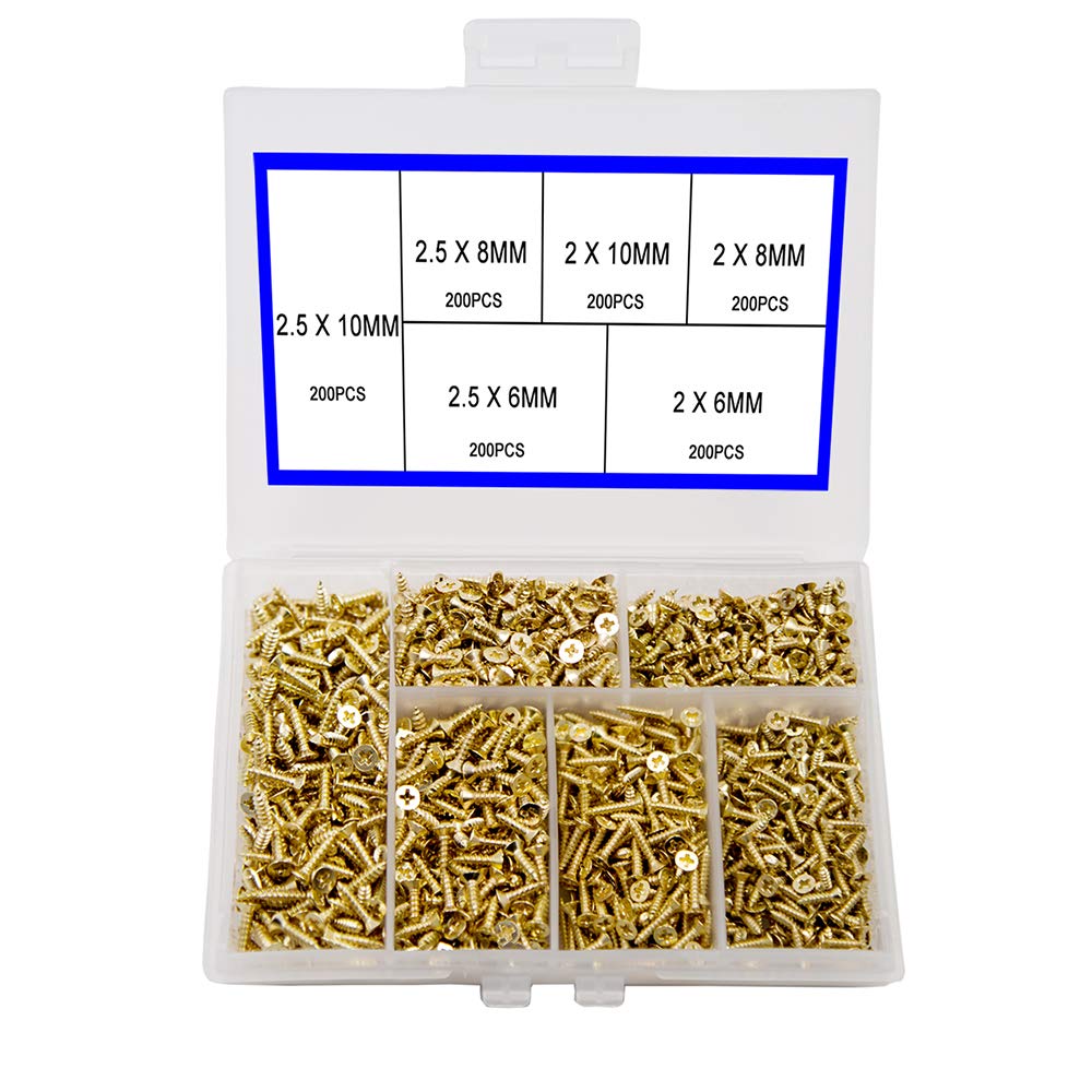 newlng 1200pcs Small Screws Phillips Flat Head Cross Self Tapping Tiny Screw Cabinet Electronic ...