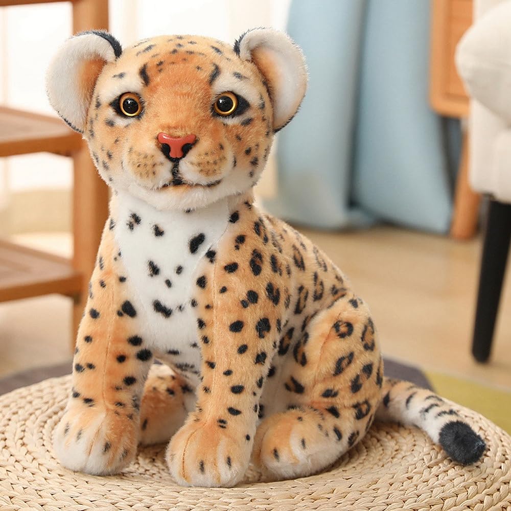 Xshelley Cheetah Plush Toy Stuffed Animal Plush,Cute Lifelike Cheetah ...