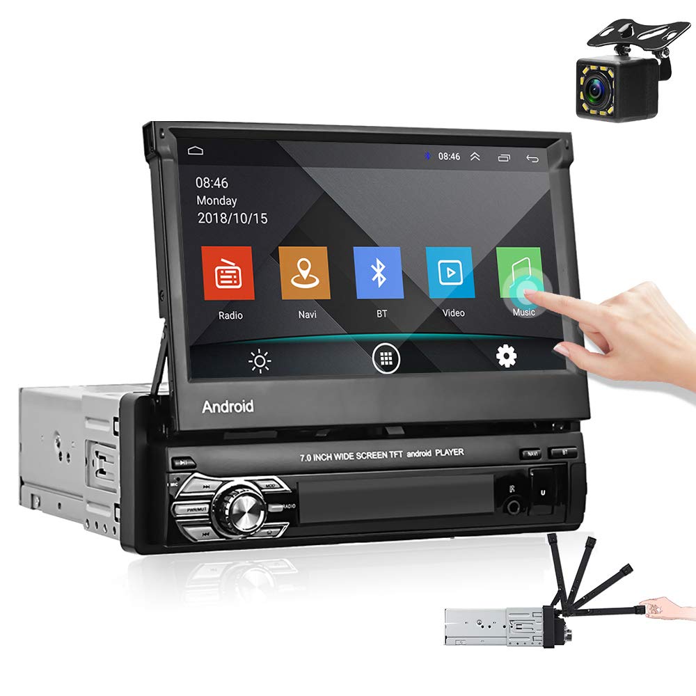 Buy Hikity Android Single Din Car Radio 7 Inch Flip Out Touch Screen ...