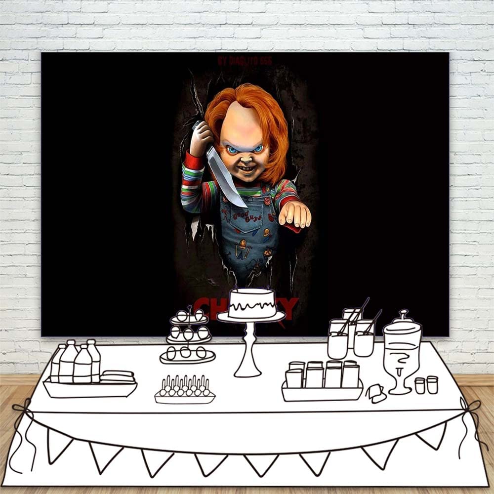 Mua Chucky Birthday Party Decorations for Kids 7x5ft Black Background ...