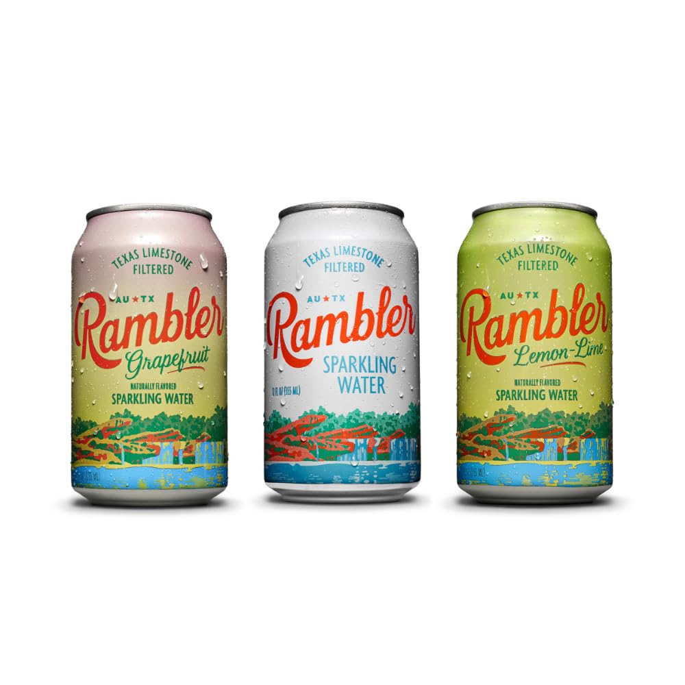 Mua AUTX RAMBLER Variety Sparkling Water 24-Pack, 12oz Cans, Texas Limestone Filtered Sparkling ...