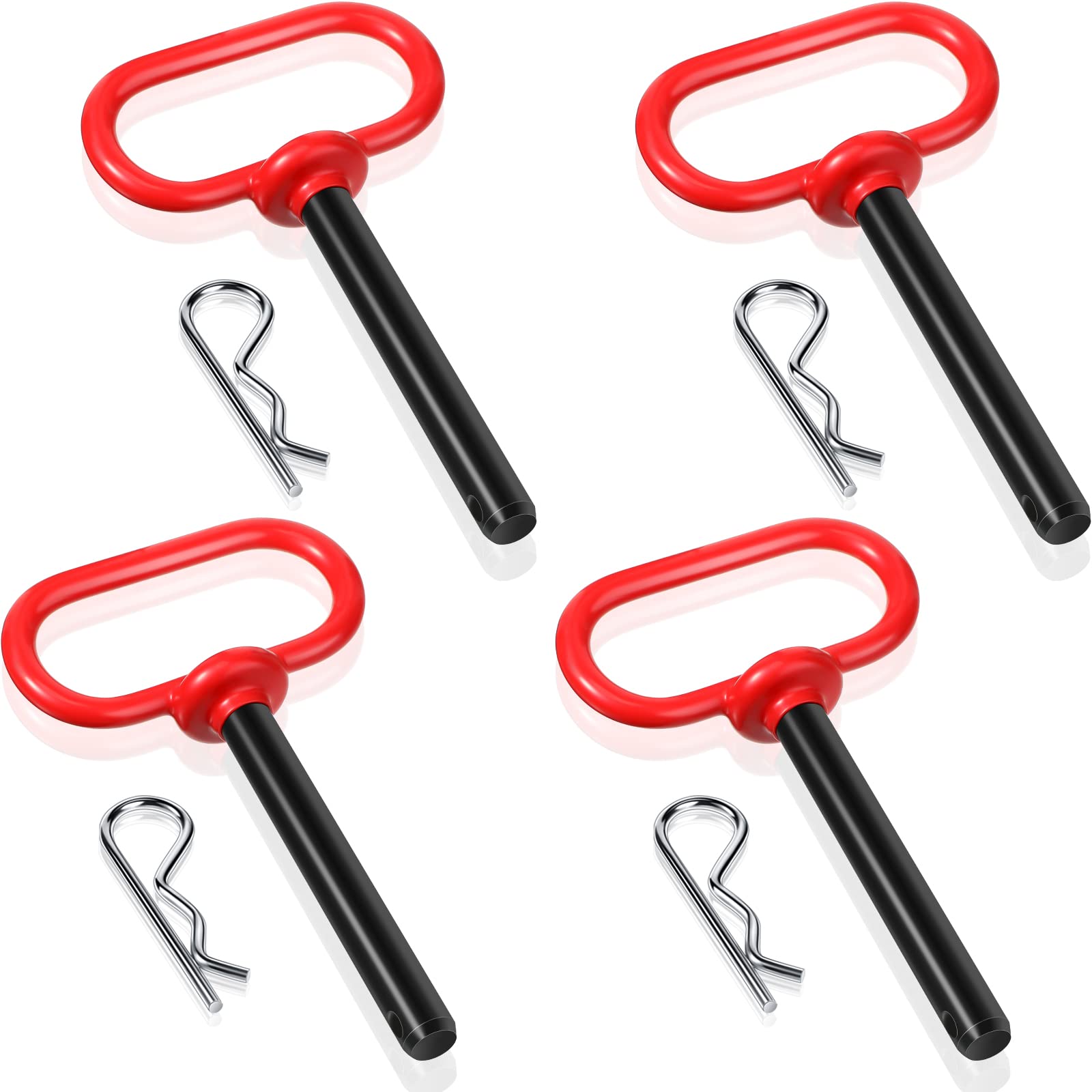 BBTO 4 Pieces Tractor Hitch Pin 1/2 x 3-5/8 Inch Red Trailer Handle ...