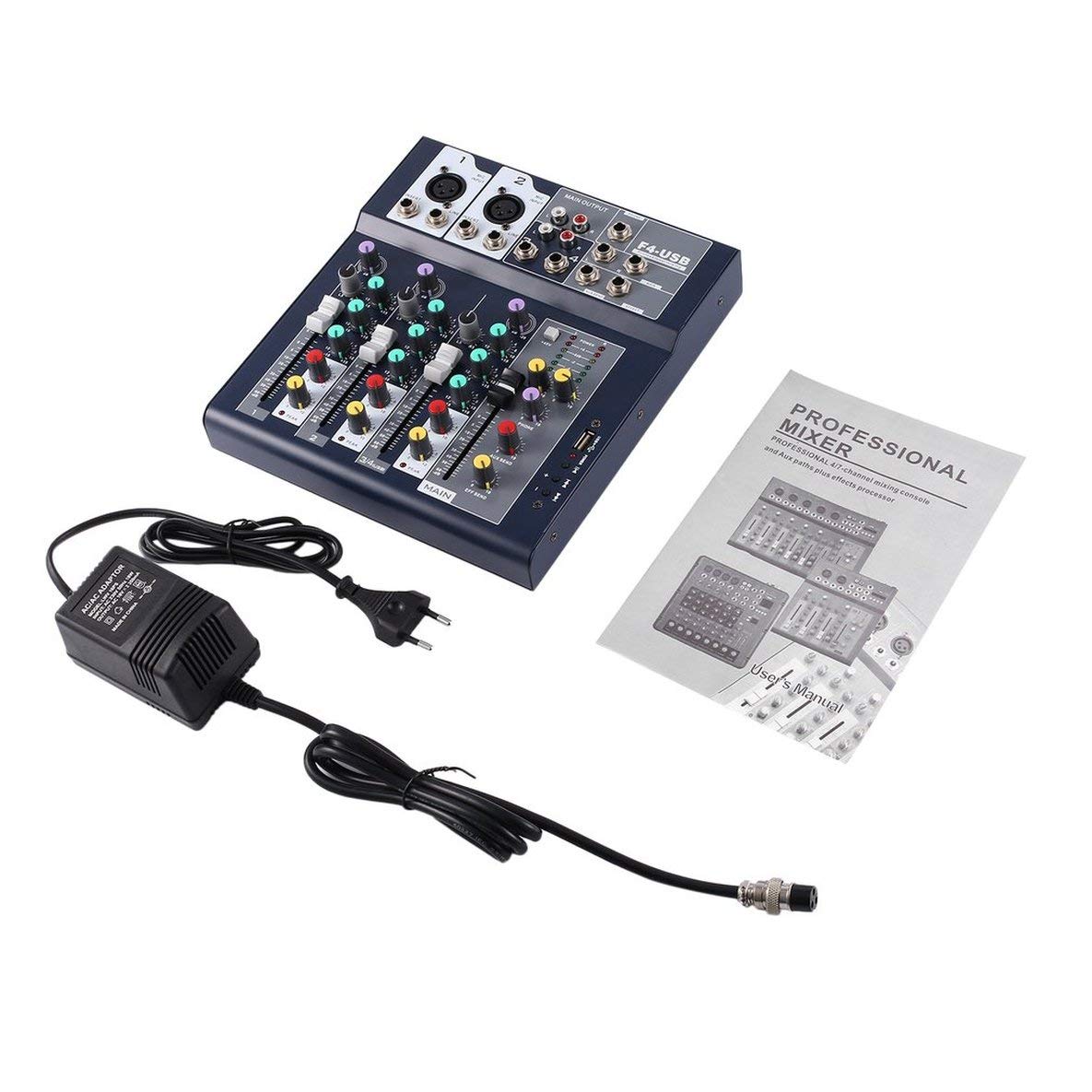 USB Mixer, 4 Channel 230 V Live Mixing Studio Audio Sound Console ...