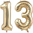 Amazon.com: 40 Inch Light Gold 13 Number Balloons White Gold Giant 31 ...