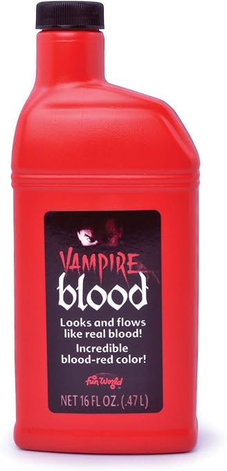 Bottle Of Fake Blood 0.47L Halloween Face & Body Kit Dracula Vampire ...