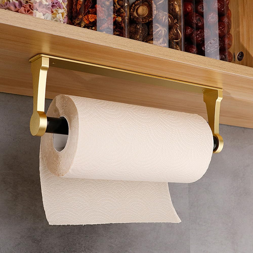 pu&lizfii Adhesive Gold Kitchen Paper Towel Holder Under Cabinet ...