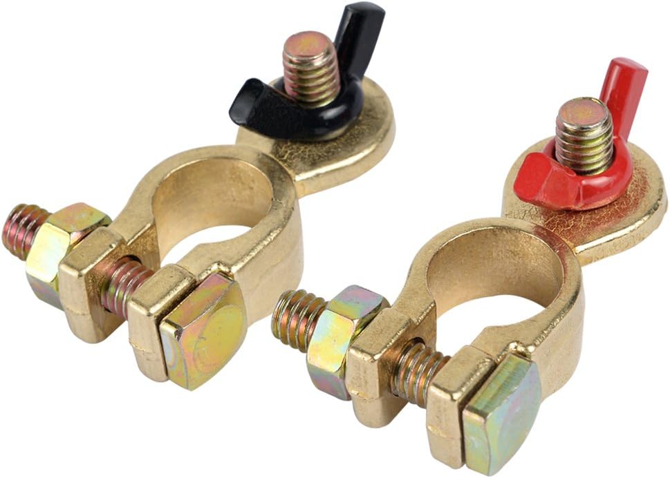 EnRise 12V/24V Battery Terminals Clamps Connectors with Wing Nut(1 Pair ...