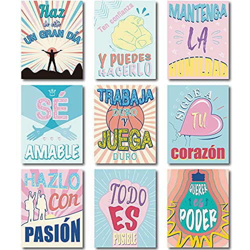 9 Pieces Spanish Classroom Decorations Spanish Motivational Posters for ...