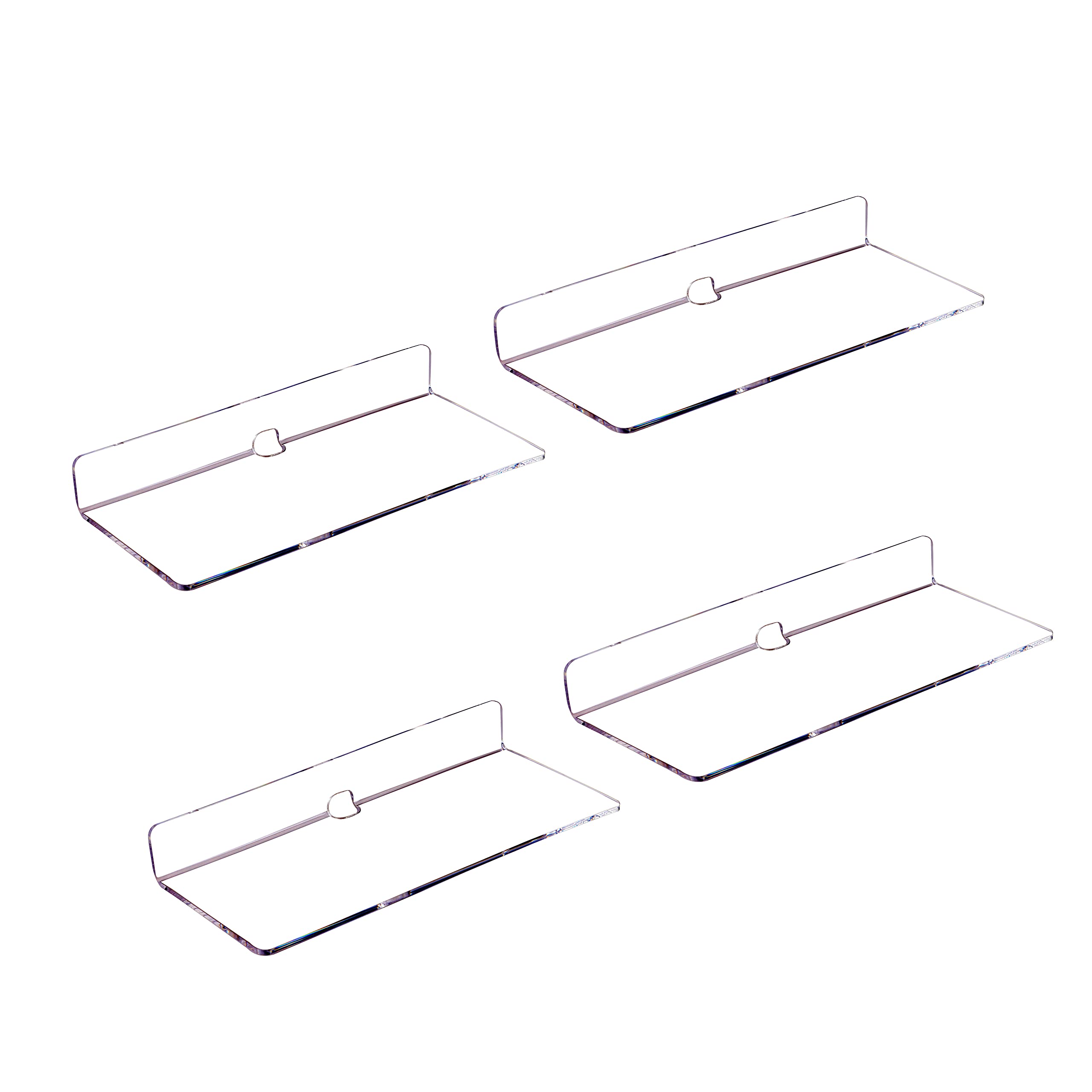 IEEK 4 PCS Clear Small Acrylic Floating Wall Shelves,9 Inch Adhesive ...