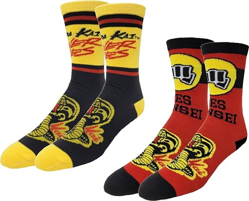 Ripple Junction Cobra Kai Adult Crew Socks Yes Sensei Dojo Logo ...