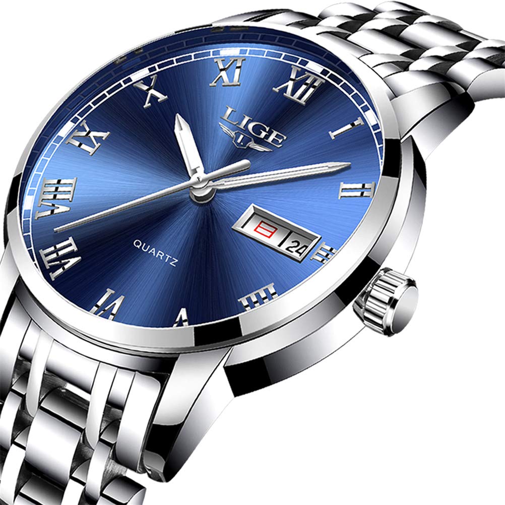 Relojes Hombres LIGE Marca Reloj de Cuarzo analógico de Acero ...