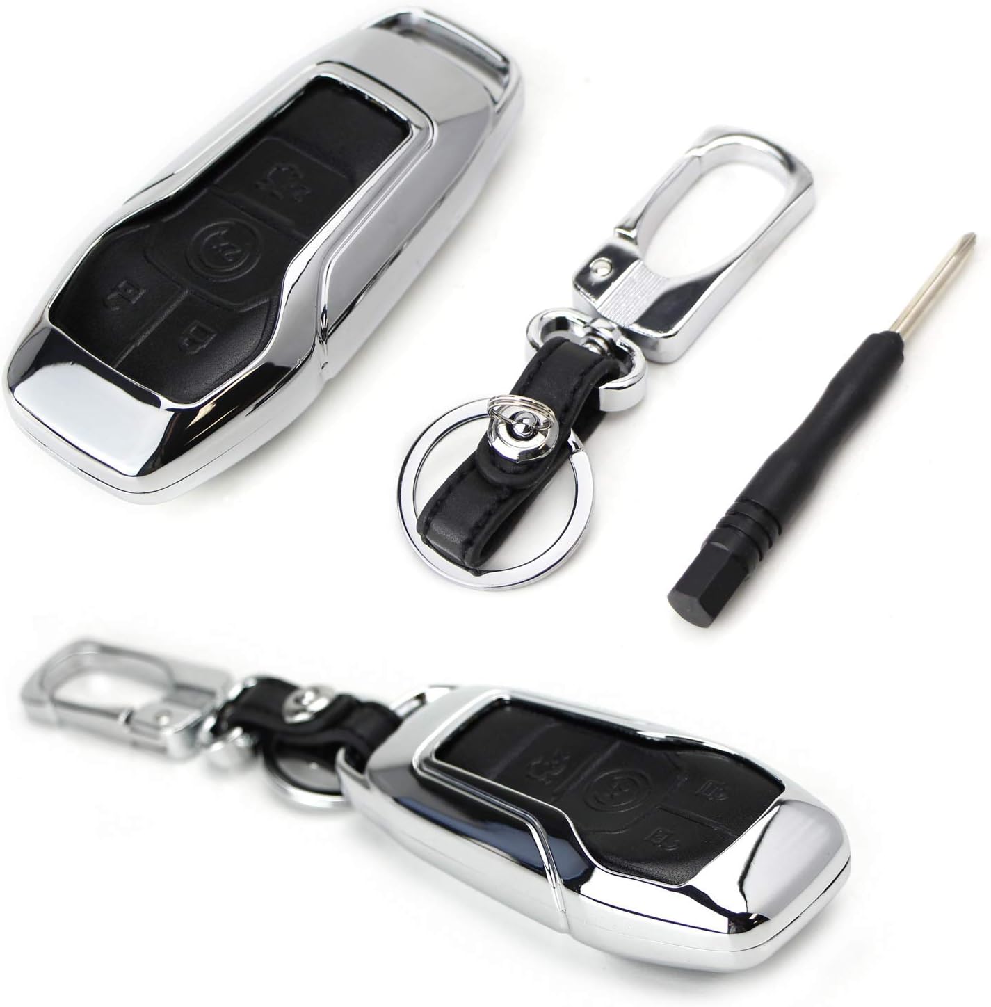 iJDMTOY (1) Premium Chrome Metal Key Fob Shell Cover Compatible With ...