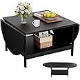 Amazon.com: SAYGOER Black Coffee Table Modern Extended Coffee Tables ...