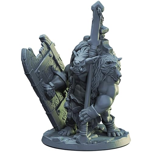 Armored Ogre Miniature – Fantasy Ogre with Bear Cloak, Club & Shield ...