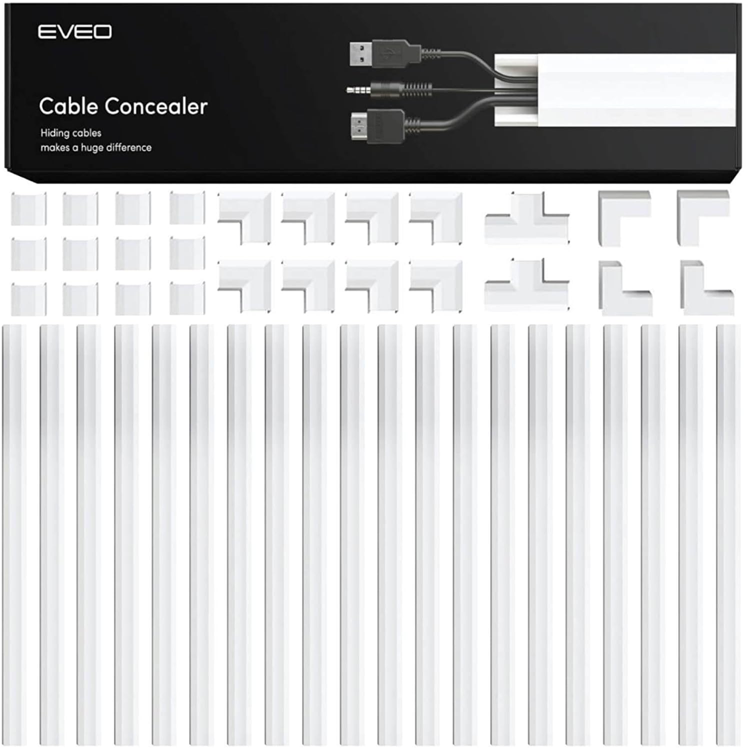 EVEO Cord Hider - 300” Cord Cover Wall Cable Hider, Cable Concealer ...