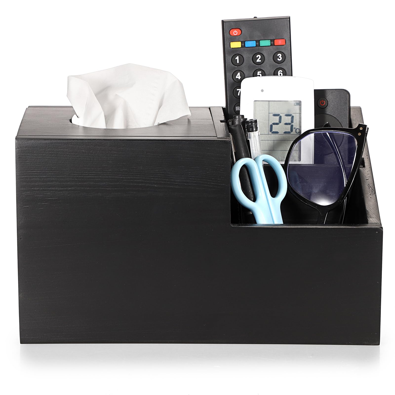 Sumnacon Tissue Box Cover Square Wood Tissue Box with Hinged Lid Multi ...