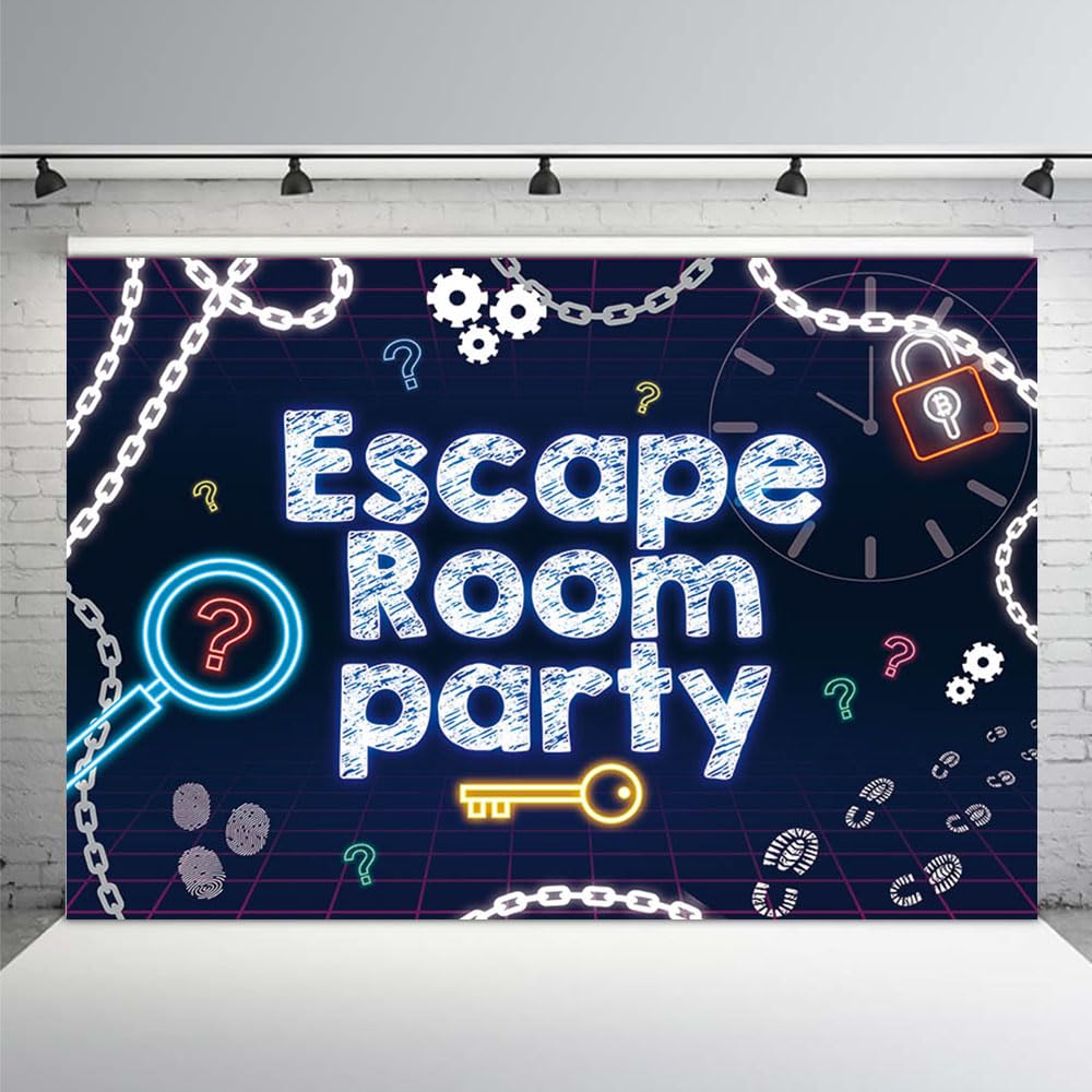 Mua MEHOFOND Detective Escape Room Party Backdrop Happy Birthday Blue ...