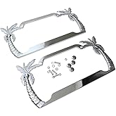 Amazon.com: Tropical Palm Tree Chrome Polished License Plate Frame (2 ...