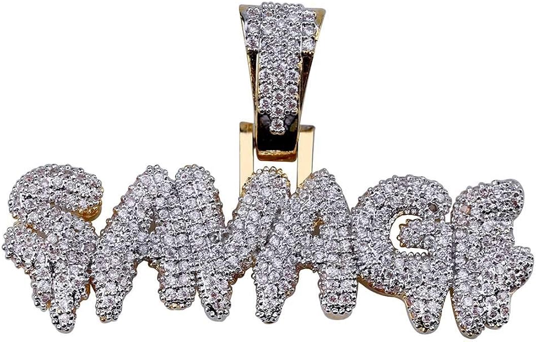 ICE JEWELRY Hip Hop Iced Out Cubic Zircon Drip Bubble Letter Savage ...