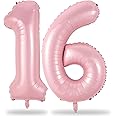 Amazon.com: Pastel Pink 16th Birthday Balloons for Girls, 40 Inch Mylar ...