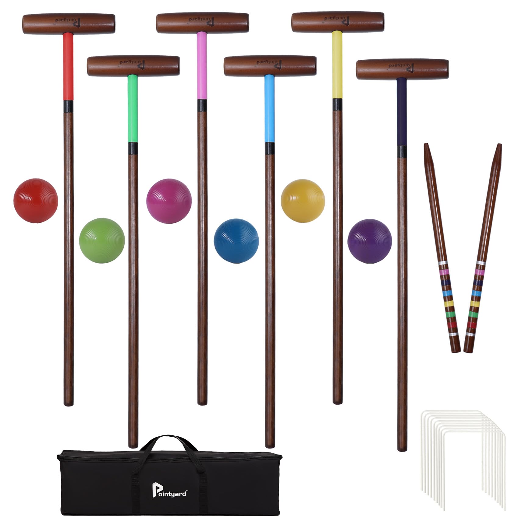 Pointyard 32’’ Six Player Croquet Set, Regulation [Antique Finish ...