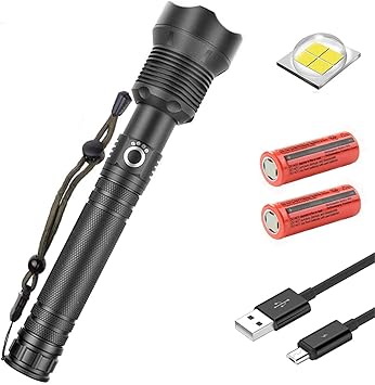 Wolf Eye Rechargeable Tactical Flashlight, Water Resistant Camping ...