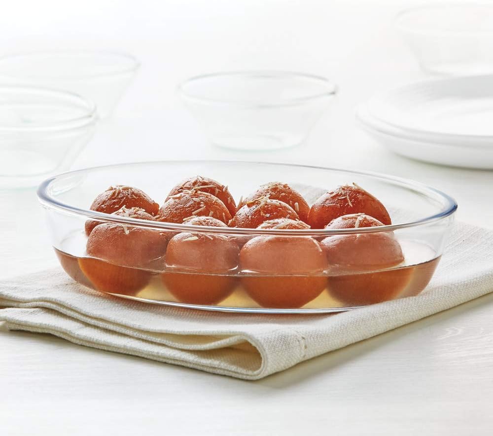 Amazon.com: Borosil Microwavable Oval Baking Dish, 700ml, Transparent ...