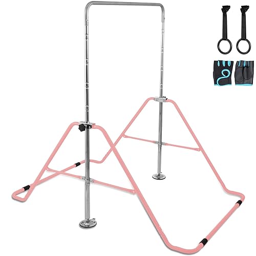 Popsport Gymnastics Bar Yellow Adjust Horizontal Bar Foldable Storage ...