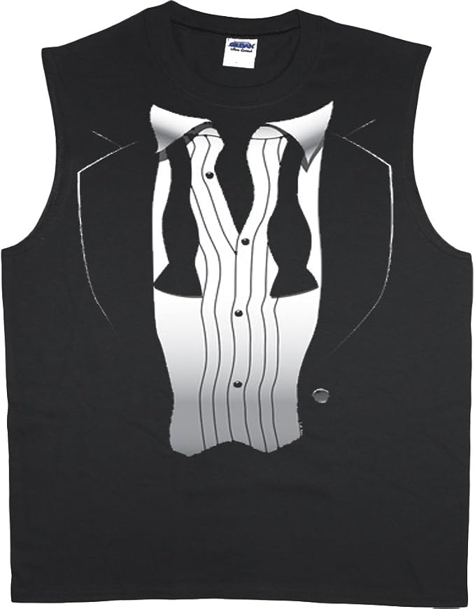 Men's sleeveless shirt Tuxedo after party tux muscle tee tank top at ...