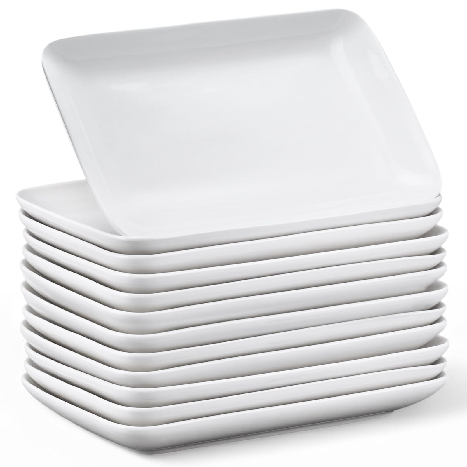Irenare 12 Pcs 9 Inch Rectangular Salad Plates White Rectangular ...