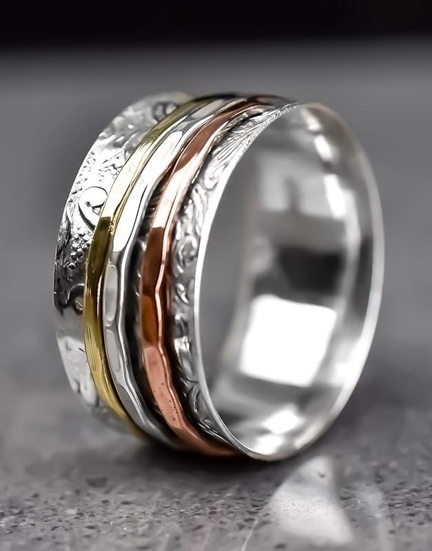 925 Sterling Silber Drehring - Meditationsring - Bicolor - erhältlich ...