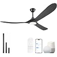 Amazon.com: 70 Inch Smart Ceiling Fan with Light, 3 Wood Blade Large ...