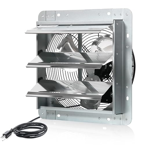 KEN BROWN 12 Inch Shutter Exhaust Fan Wall Mounted,Aluminum with 1.65 ...