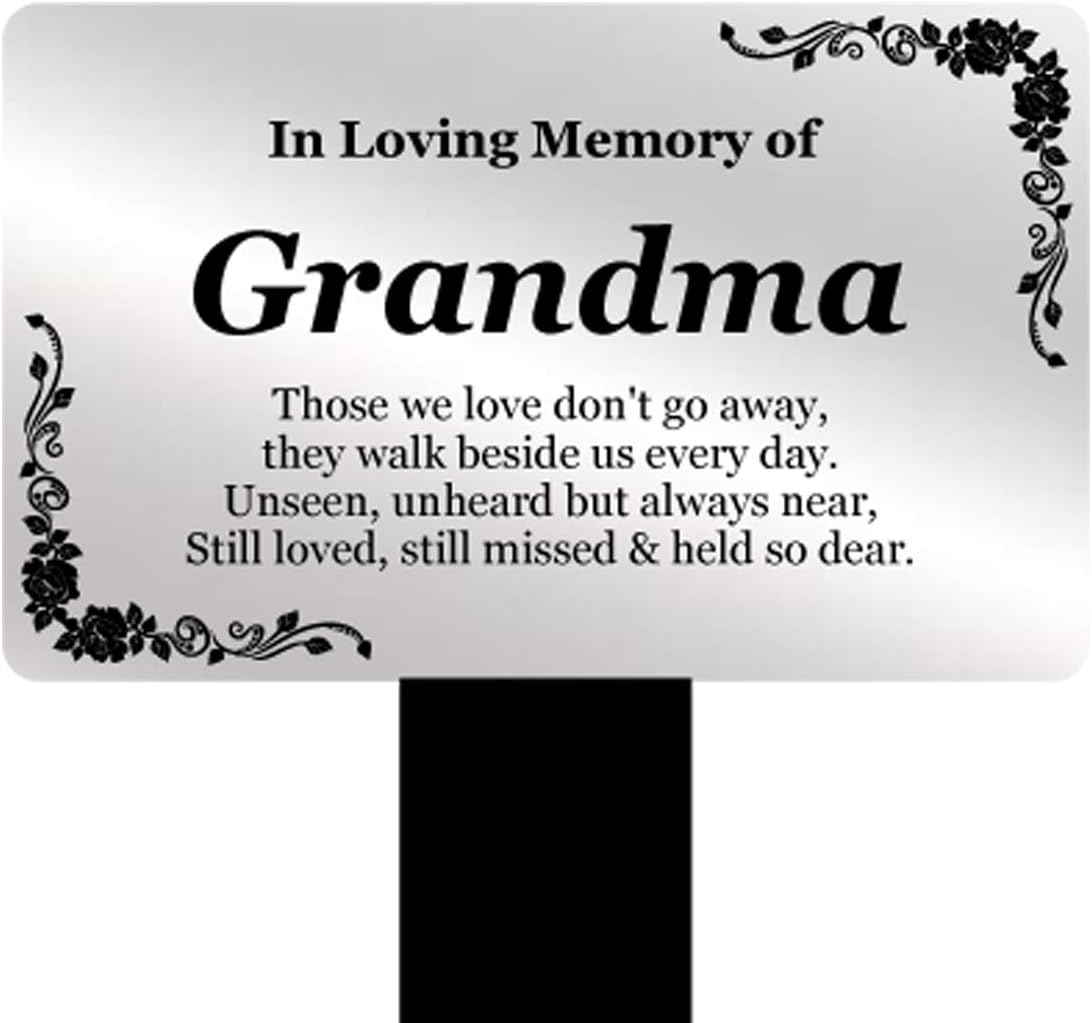 OriginDesigned Grandma Memorial Remembrance Plaque Stake – Silver and ...