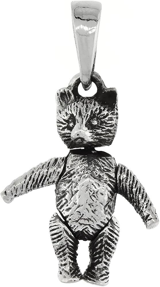 Amazon.com: Sterling Silver Small Movable Teddy Bear Pendant, 3/4 inch ...